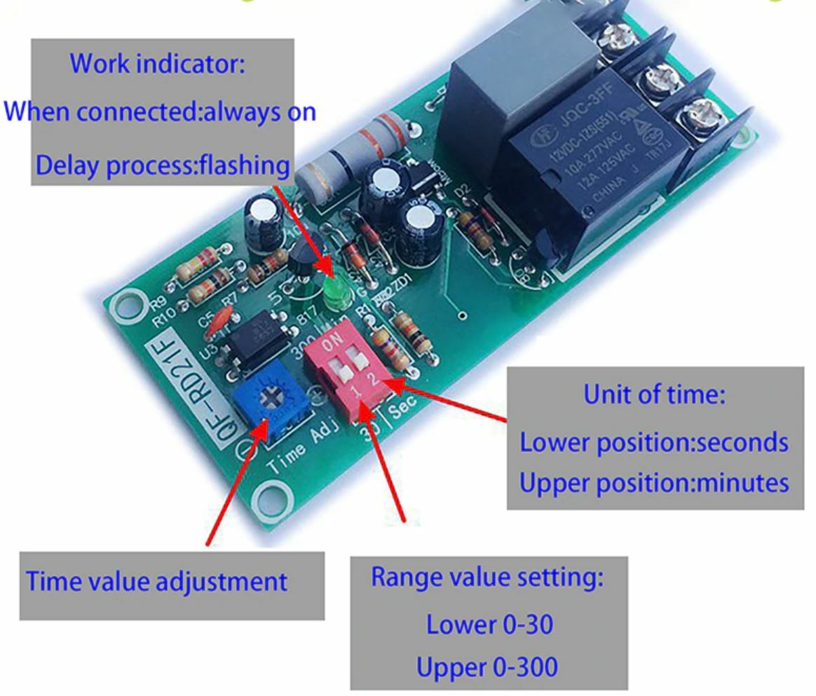220V Timer Control Relay Module Delayed Turn Off Fan overrun timer GF ...