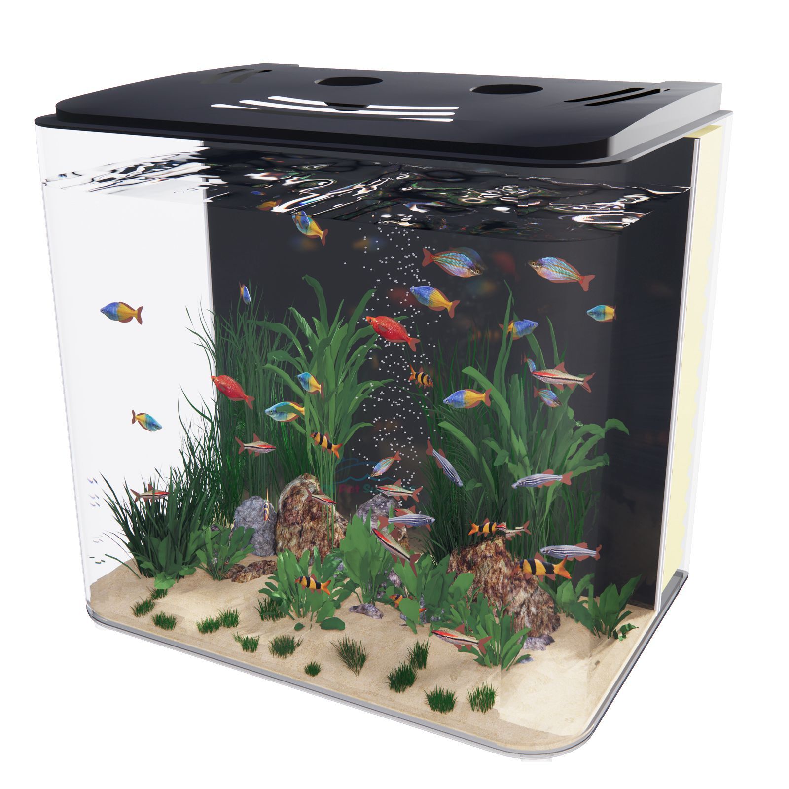 Aquarium Fish Tank 1.2gal Small Betta Tank Starter Kit with LED Light ...
