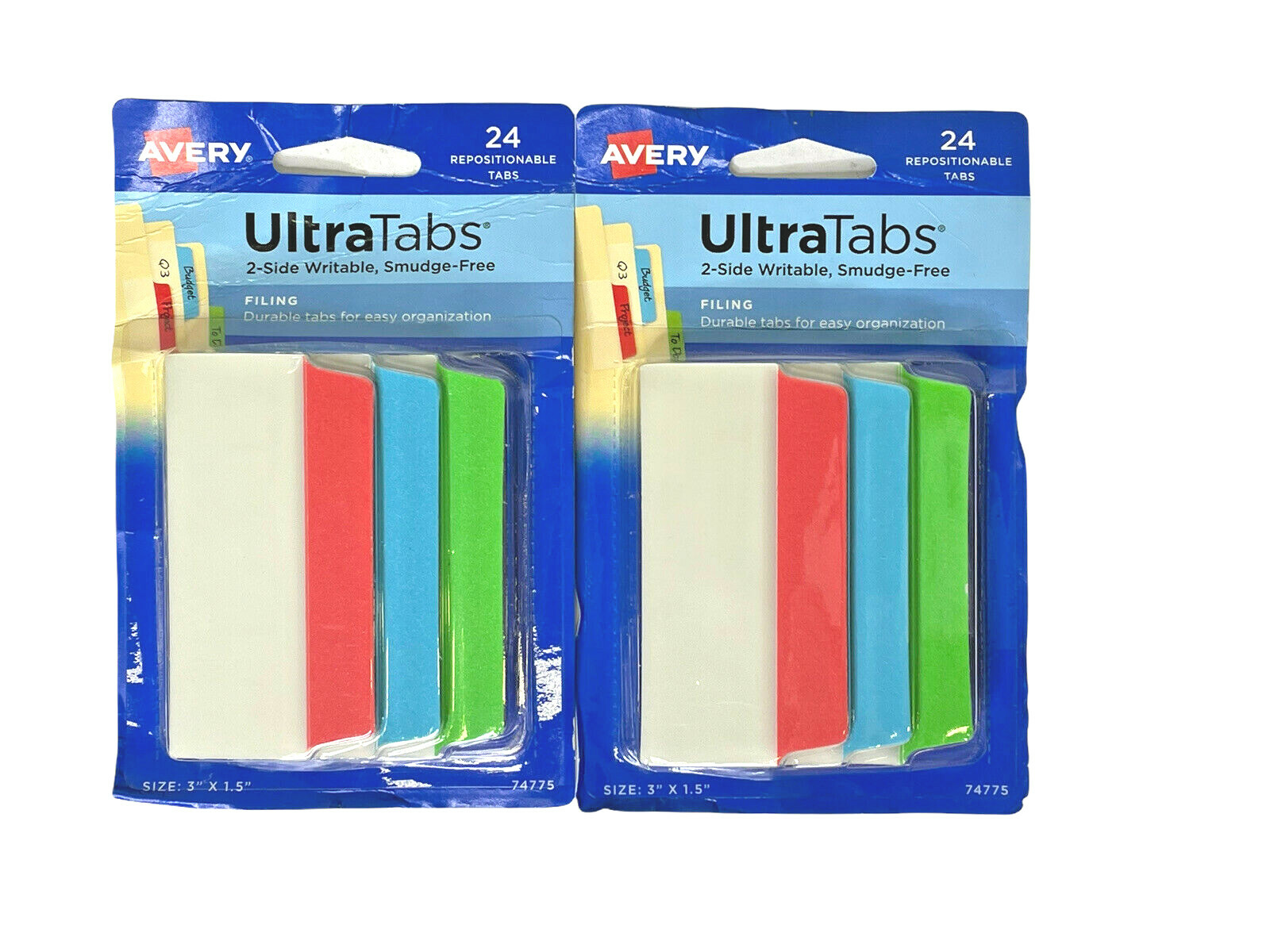 48 Tabs Avery Ultra Tabs Repositionable Color File Tabs 1/3-Cut, 3" x 1 ...