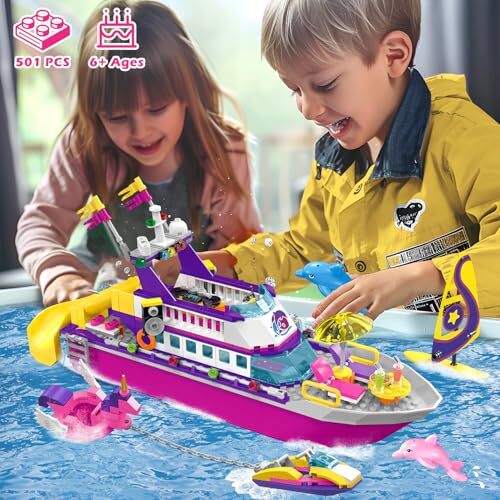 HOGOKIDS Boat Building Set with LED Light - Floatable Cruise Ship ...