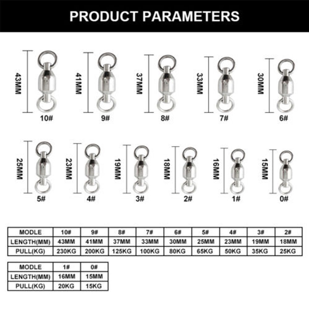 Bearing Barrel Fishing Rolling Swivel Connector Solid Ring Heavy Duty ...
