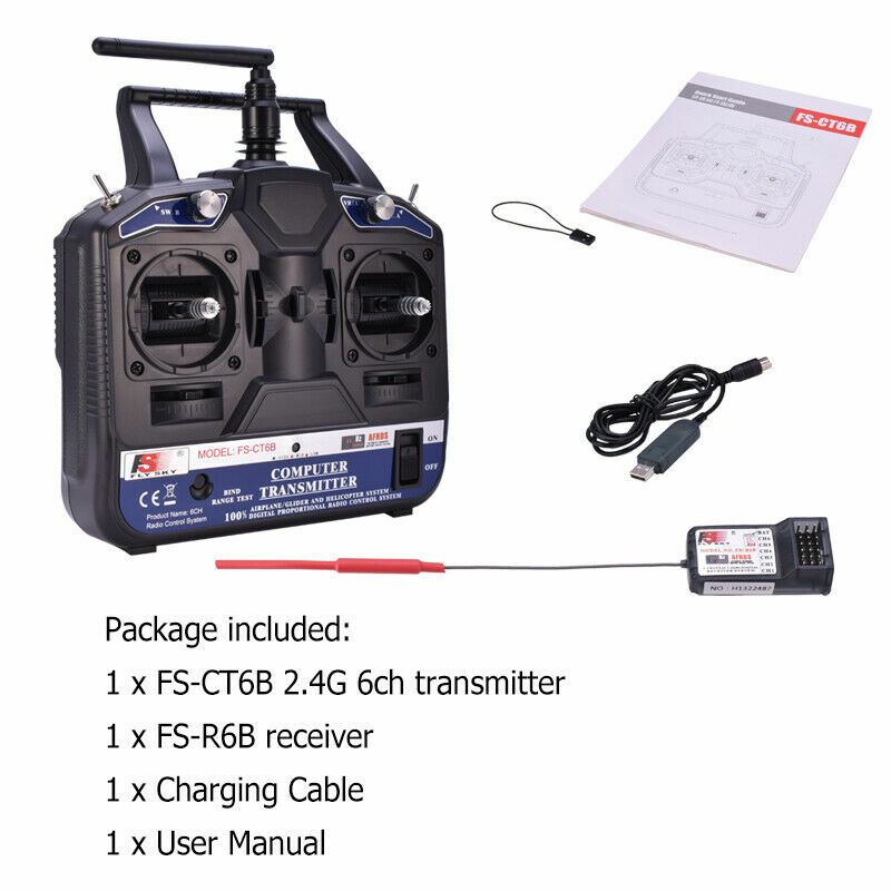 Flysky FS-CT6B 6 Channels Remote Control Transmitte & Receiver for RC ...