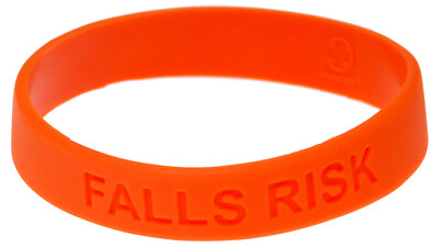 Falls Risk Alert Orange Silicone Debossed Medical Alert ID Bracelet ...