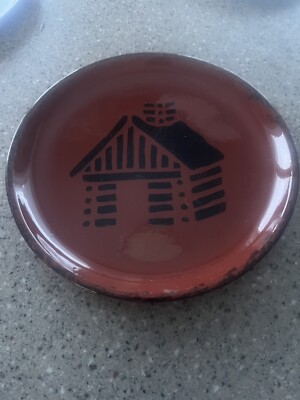 Tennessee Clayworks Redware Decorated Plate - Log Cabin | eBay