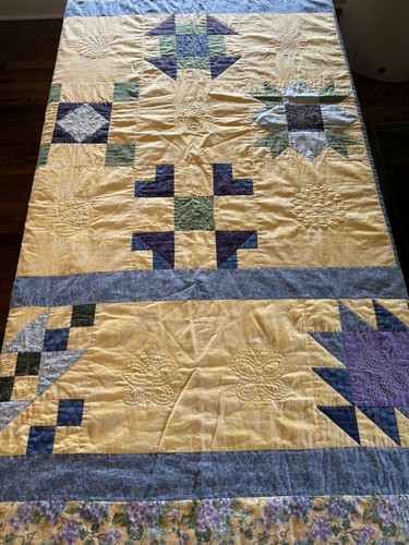 NEW ~ JoAnn Sunny Days Queen Yellow & Blue Completed Quilt 81" x 81 ...