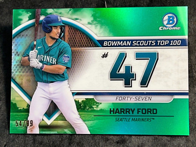 2023 Bowman Chrome GREEN REFRACTOR BOWMAN SCOUTS TOP 100 #47 Harry Ford ...