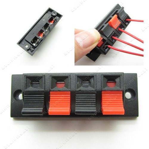 5 x Red Black Speaker Cable Terminal Block 4 Way Connector Spring Clip ...