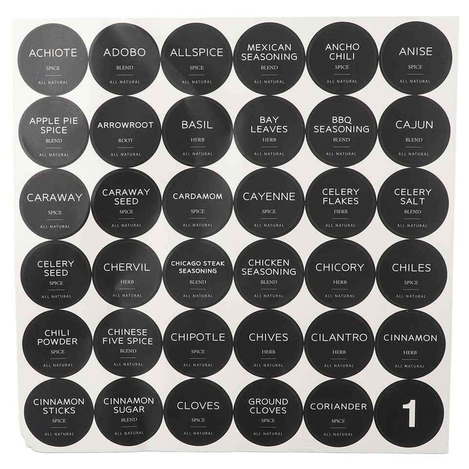 180Pcs Round Printed Spice Jars Labels Seasoning Bottle Sticker Spice ...