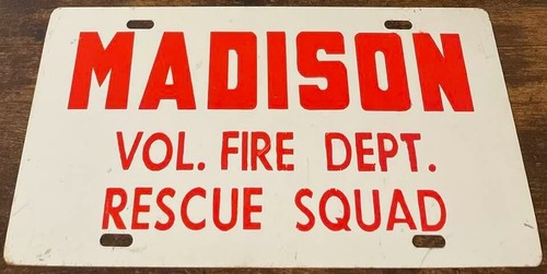 Madison Volunteer Fire Department Rescue Squad Booster License Plate WV ...