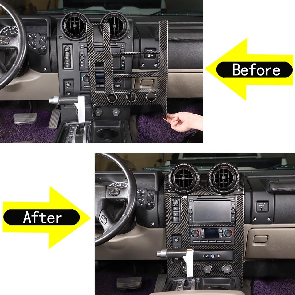 2PCS ABS Carbon Fiber Center Console Panel Cover Trim For Hummer H2 ...