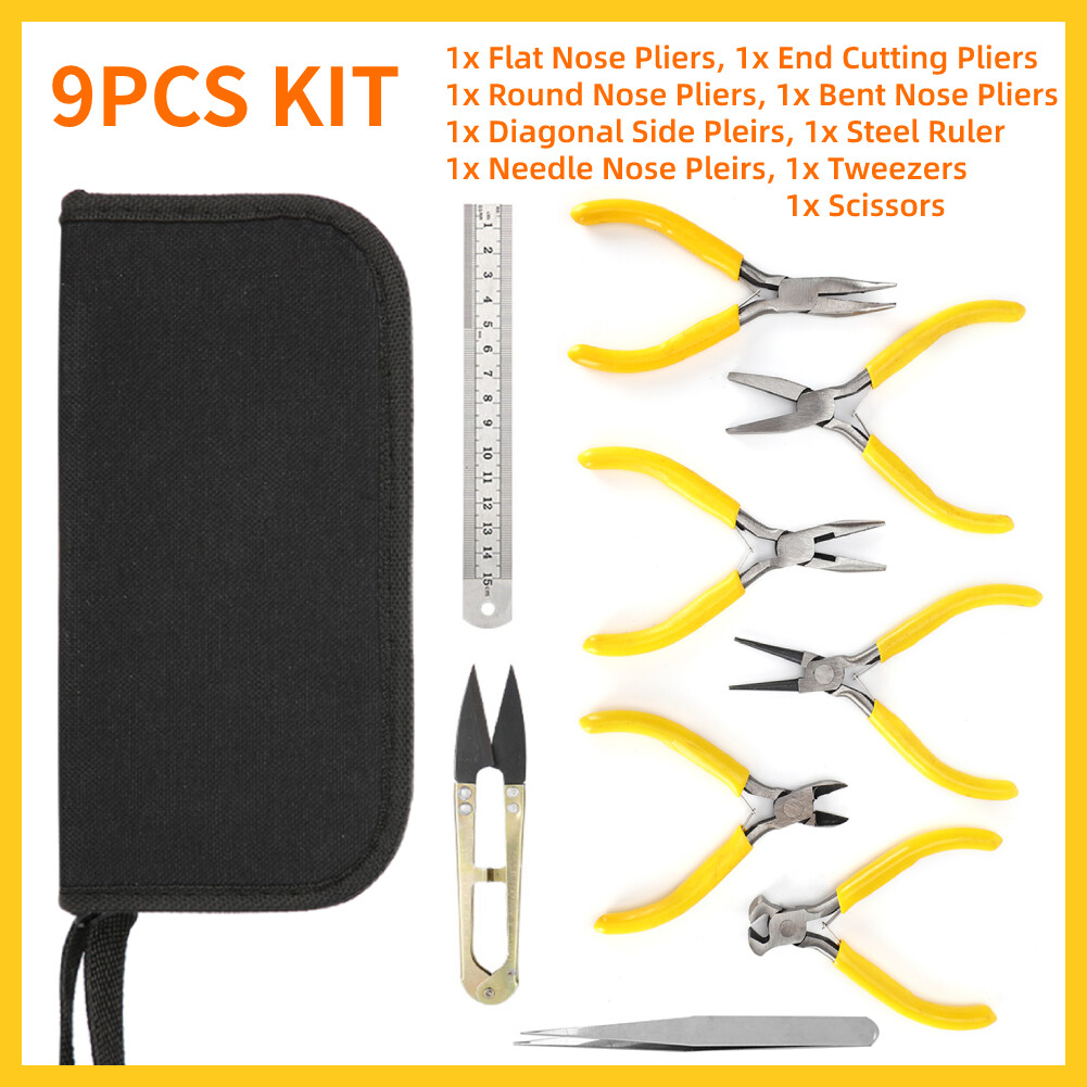 6PCS Pliers Beading Jewellery Making Tools Tweezer Scissor Ruler Combo ...