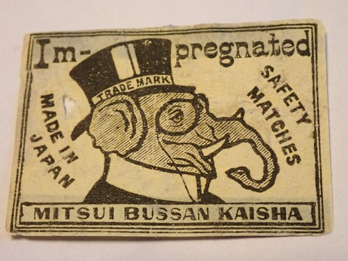 ELEPHANT HEAD PICTURED MATCHES MATCH BOX LABEL c1900s MITSUI BUSSAN ...