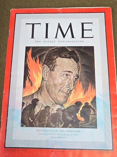 WWII Time Magazine Mountbatten of the Commandos Edition Dated June 8 ...