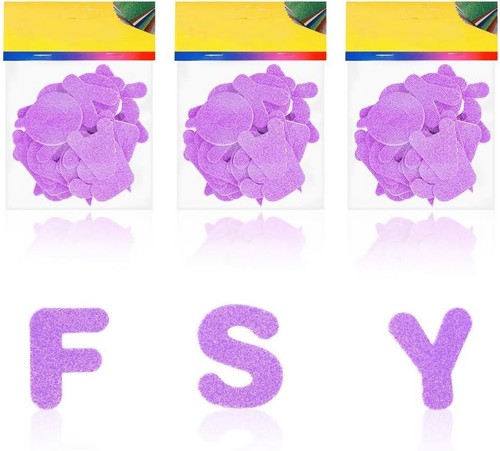 3 Set Purple EVA Foam Alphabet Stickers - Self-Adhesive Glitter Letters ...