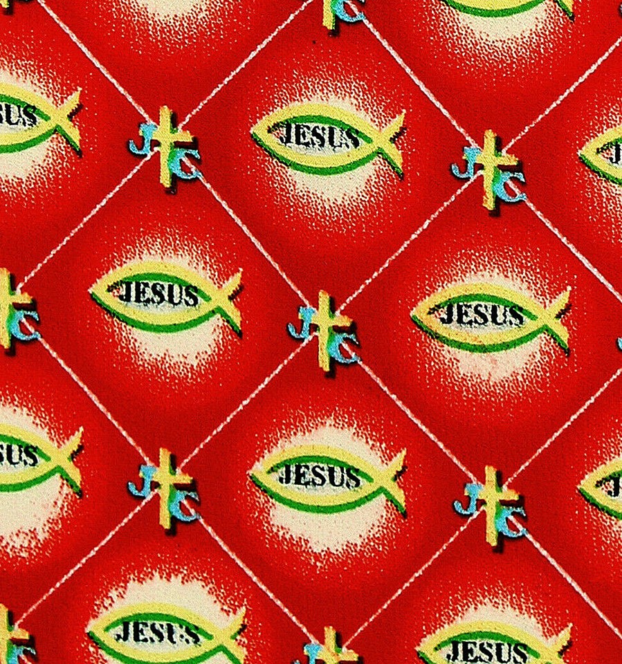 Jesus Christ Men's Neck Tie Religious Christian Cross Fish Ixthus Red ...