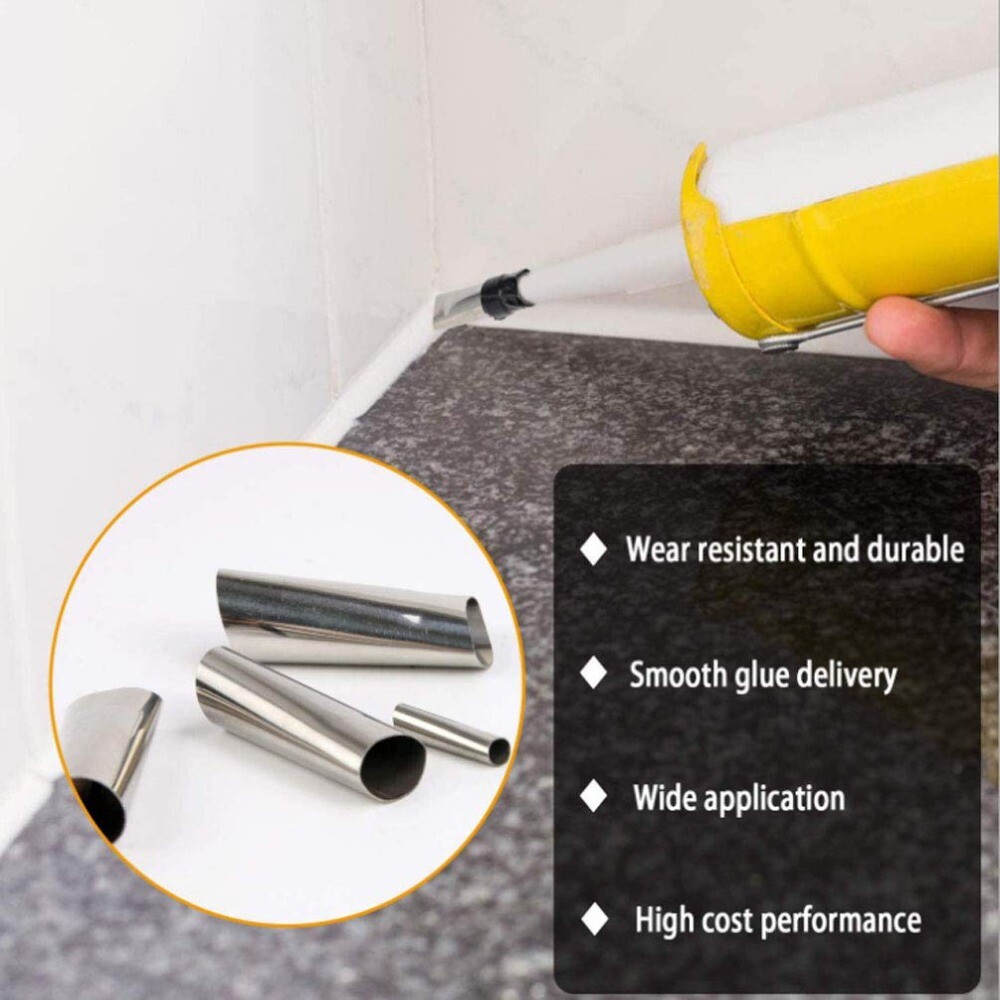 14 PCS Stainless Steel Caulking Nozzle Applicator Silver Sealant Kit ...