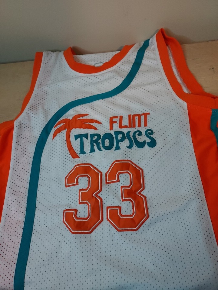Jersey Men's Med White/Orange Flint Tropics J. Moon Semi Pro #33 Will ...