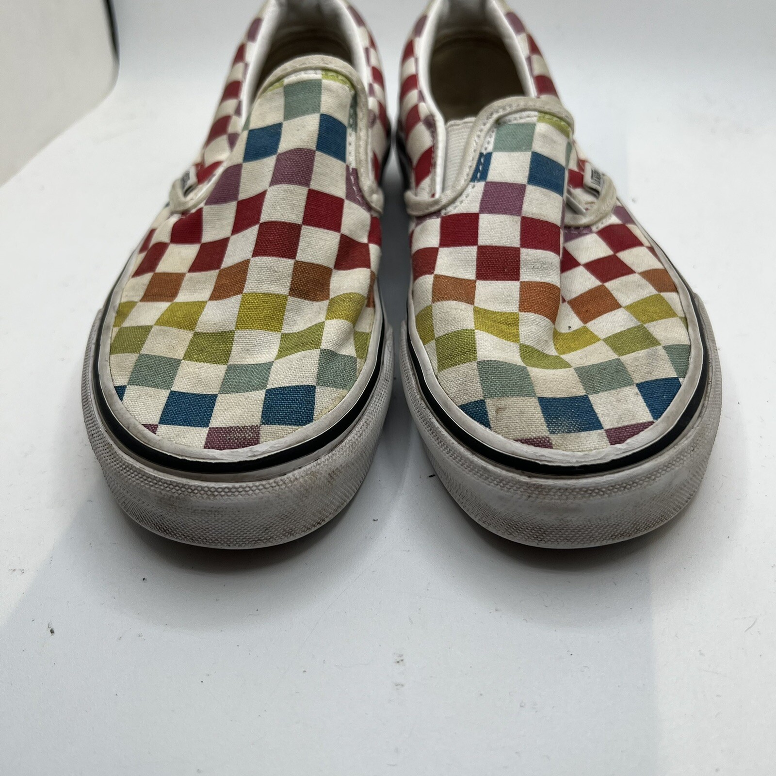 Vans 5 Women Rainbow Checkerboard Classic Slip On Sho… - Gem
