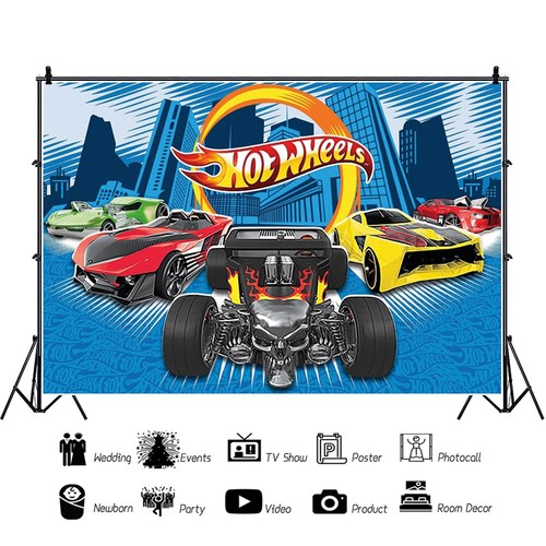 Hot Wheels Backdrop Race Cars Background Photo Birthday Banner Party ...