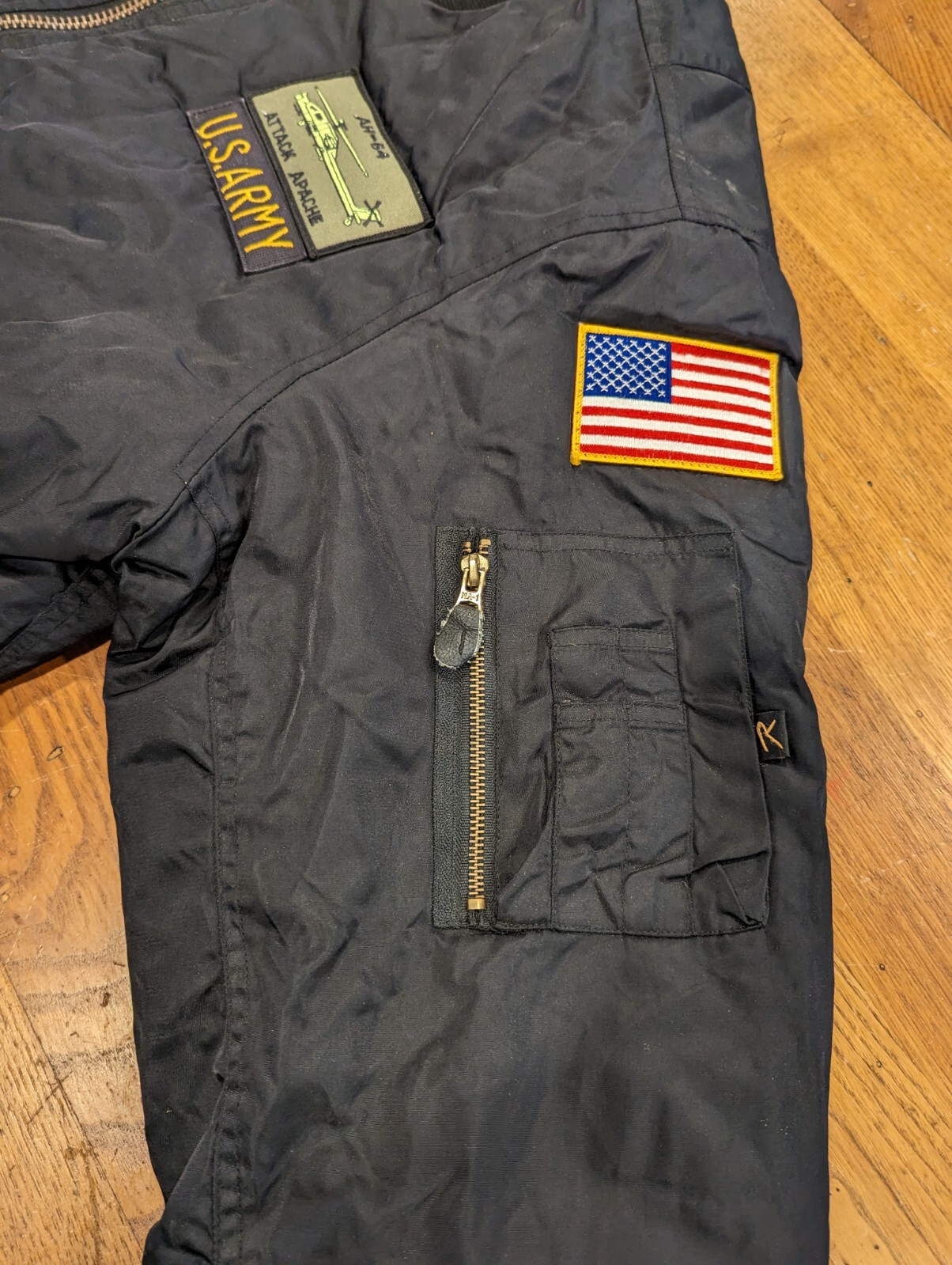 US Army Ma-1 Flight Bomber Jacket Iraq Vet Apache AH-… - Gem