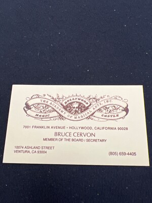 Bruce Cervon Magic business card - used collectible card-rare | eBay
