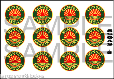 SUNSET GAS GASOLINE DECALS HALF INCH WATERSLIDE | eBay