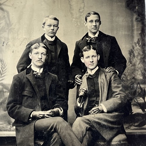 Antique Tintype Photograph Handsome Dapper Dandy Young Men Affectionate ...