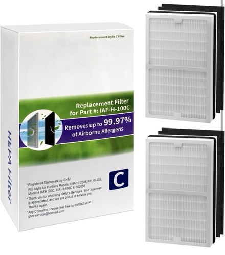 2 Pack Idylis IAF-H-100C True Hepa Replacement C Filters for IAP10280 ...
