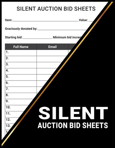 Silent Auction Bid Sheets: Large Size Fundraising Event Organizer Log ...