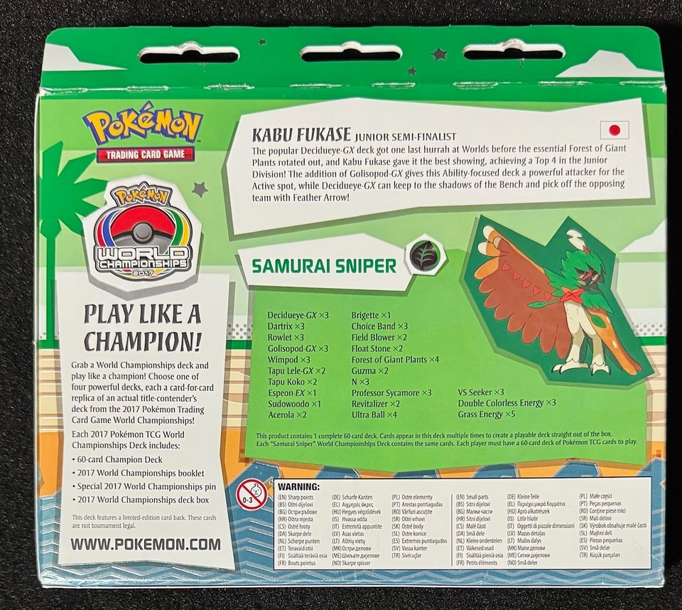 POKEMON 2017 WORLD CHAMPIONSHIP DECK Kabu Fukase Samurai Sniper Deck SEALED! | eBay