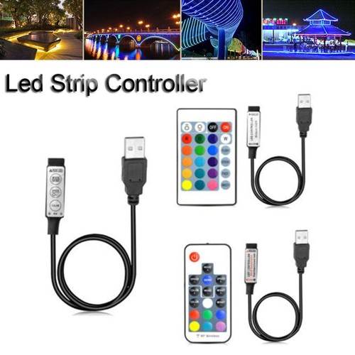 New DC5V 4Pin Adaptor 24/17/3 Key USB Remote Controller IR RF | eBay ...