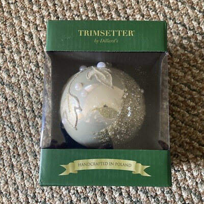 New Dillard's Trimsetter Glass Hand Painted Doves Christmas Ornament ...
