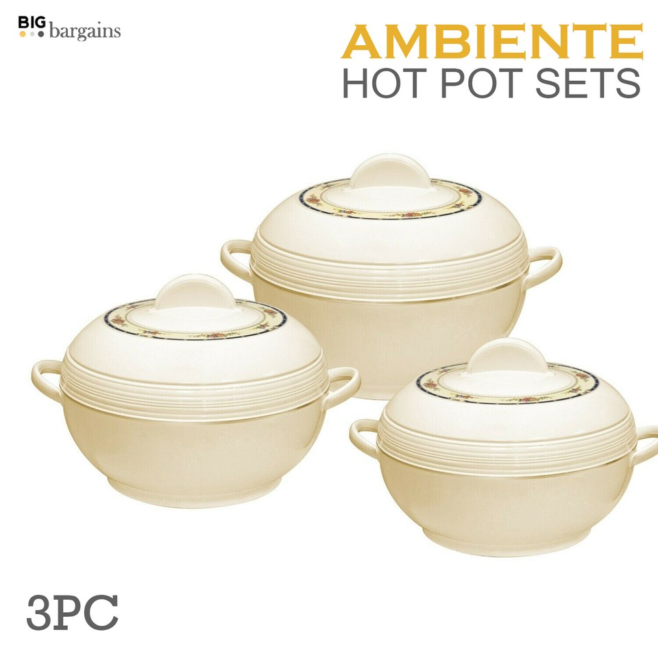3Pc 4Pc Plastic Hot Pot Thermal Insulated Casserole Set Food Warmer ...