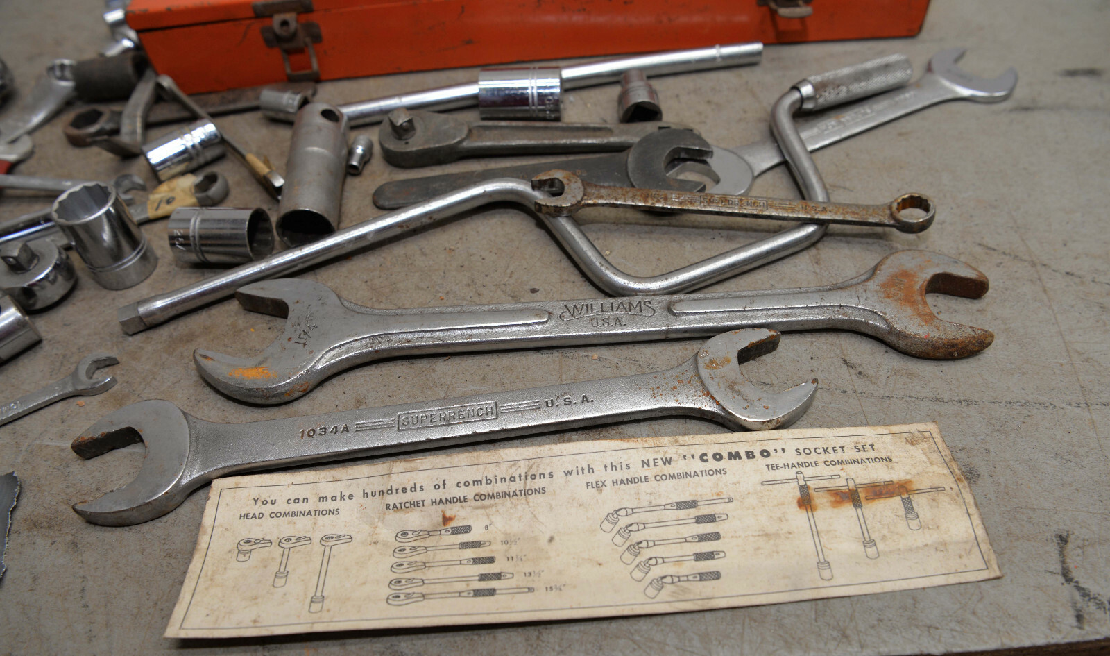 Vintage mechanic tool all Williams US made wrench ratchet socket box ...