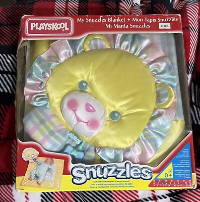 1996 Playskool Snuzzles Bear Lion Plaid Blanket Rattle Crinkle Sensory ...