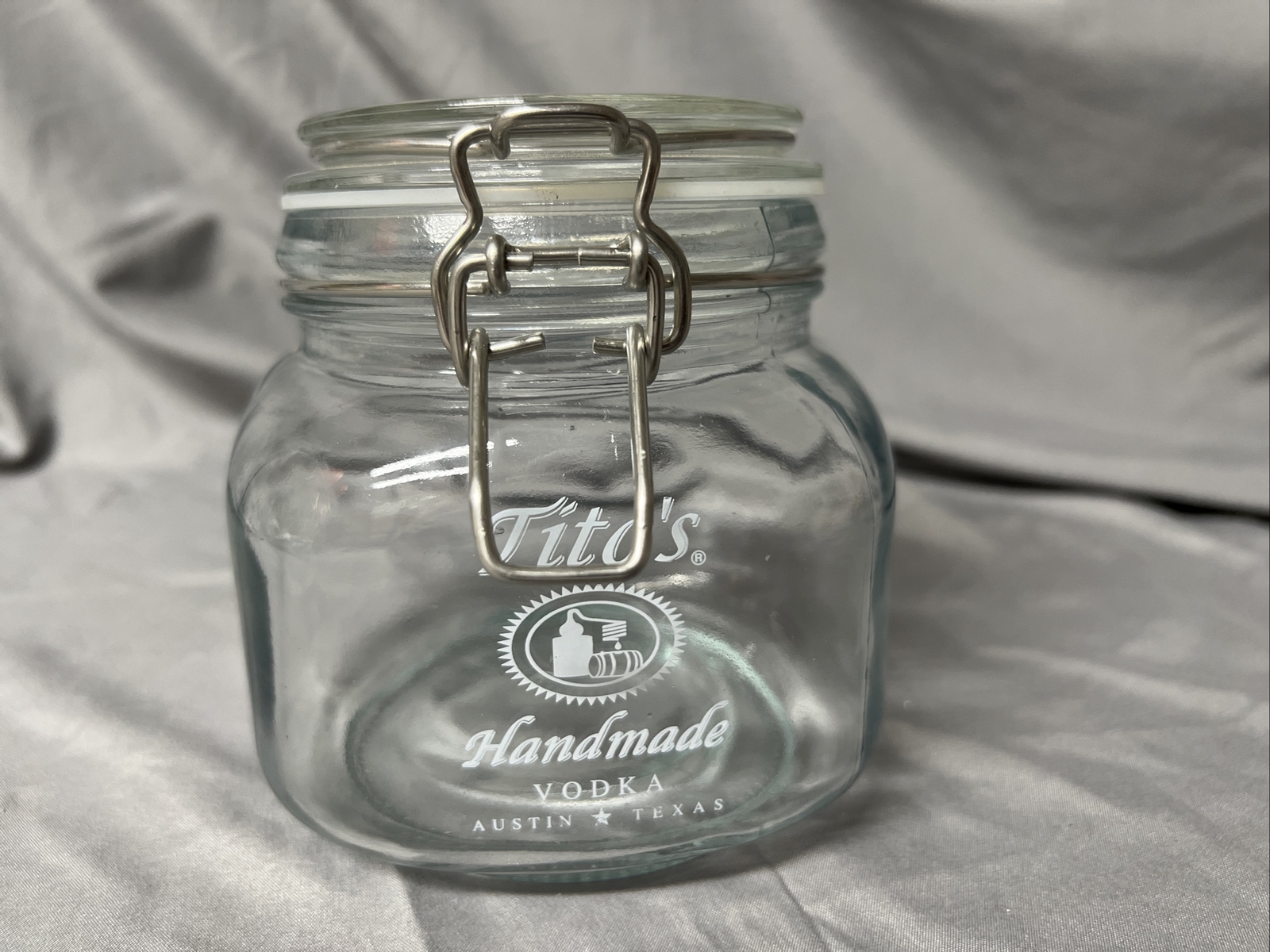TITO’S Handmade Vodka Mason Jar Style Lock Lid Garnish Canister Glass ...