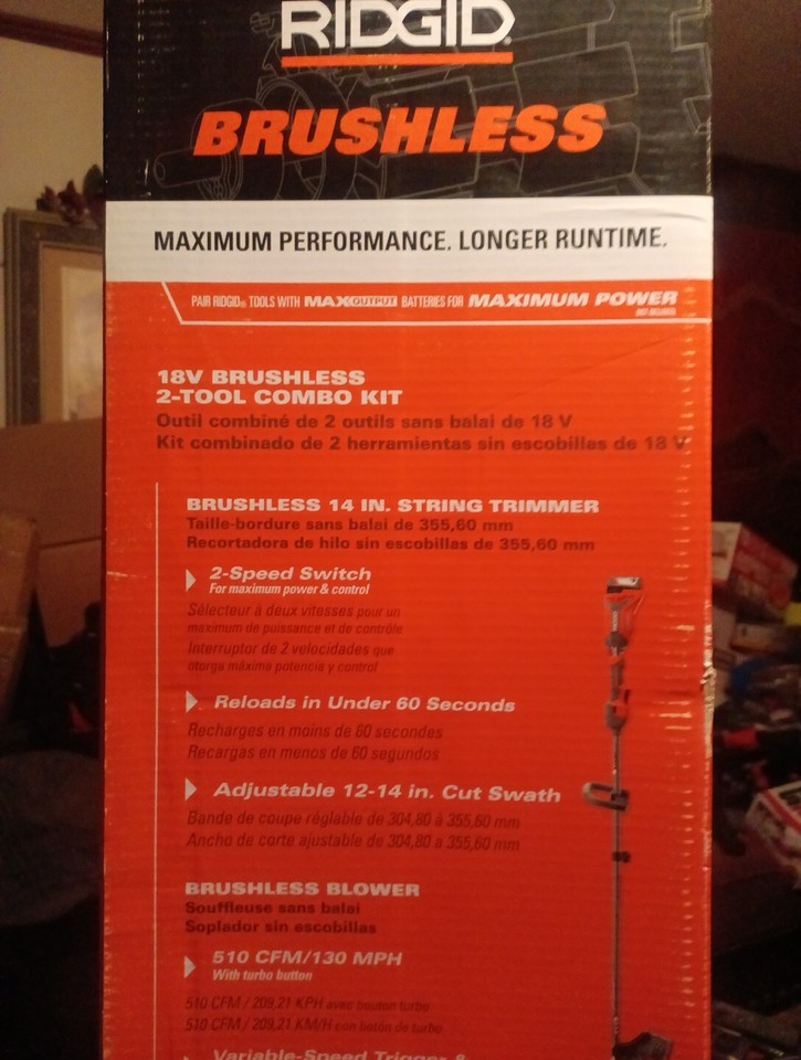 RIDGID R019001 18V Cordless String Trimmer and Leaf Blower 648846089393 ...