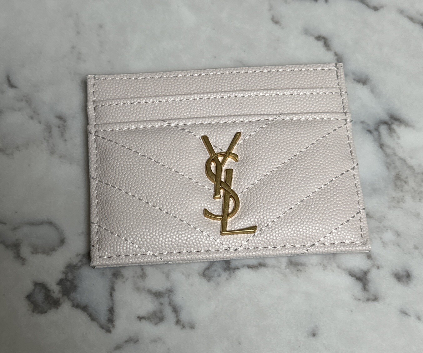 YSL Saint Laurent Cassandre Ivory Quilted Leather Car… - Gem