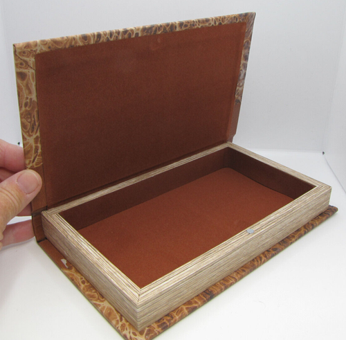 Book Diversion Safe Shelf Trinket Box Aged Look Wood Lined Magnetic Lid ...