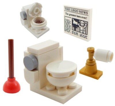 NEW LEGO TOILET LOT w/Plunger Newspaper minifig-scale paper roll poop ...