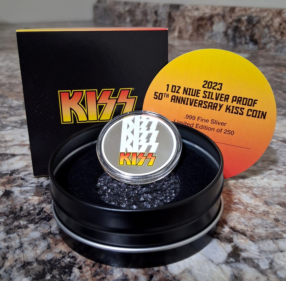 2023 1oz Niue 50th Annv Kiss Silver Proof Colorized Coin 1 of 250 Milk ...