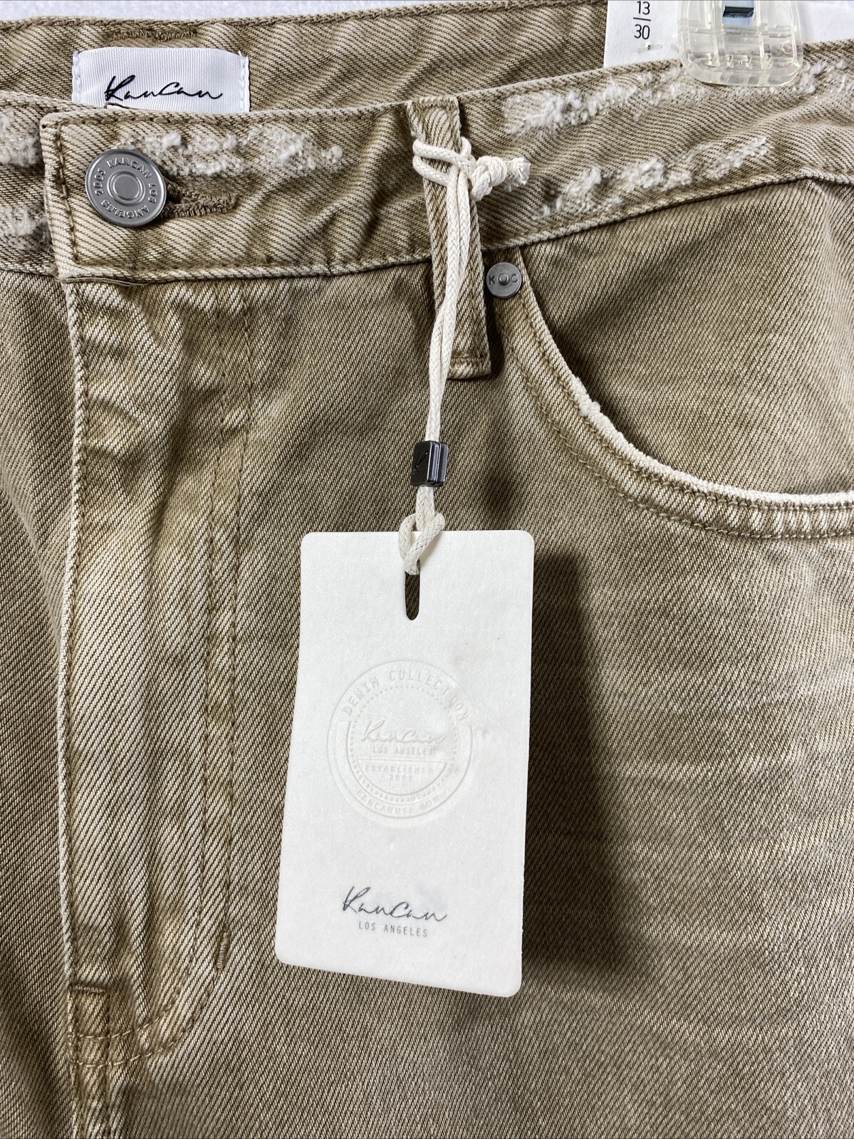 Kancan Jeans Womens Size 13 Tan Denim Distress Raw Hem Flare Ultra High ...