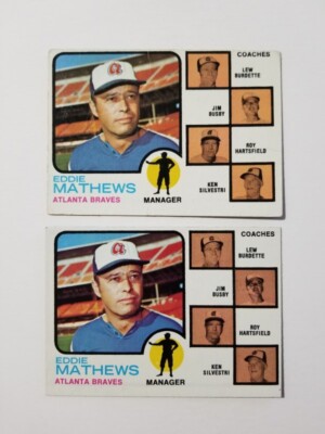EDDIE MATHEWS 1973 TOPPS BASEBALL CARD #237 ATLANTA BRAVES COLOR ...