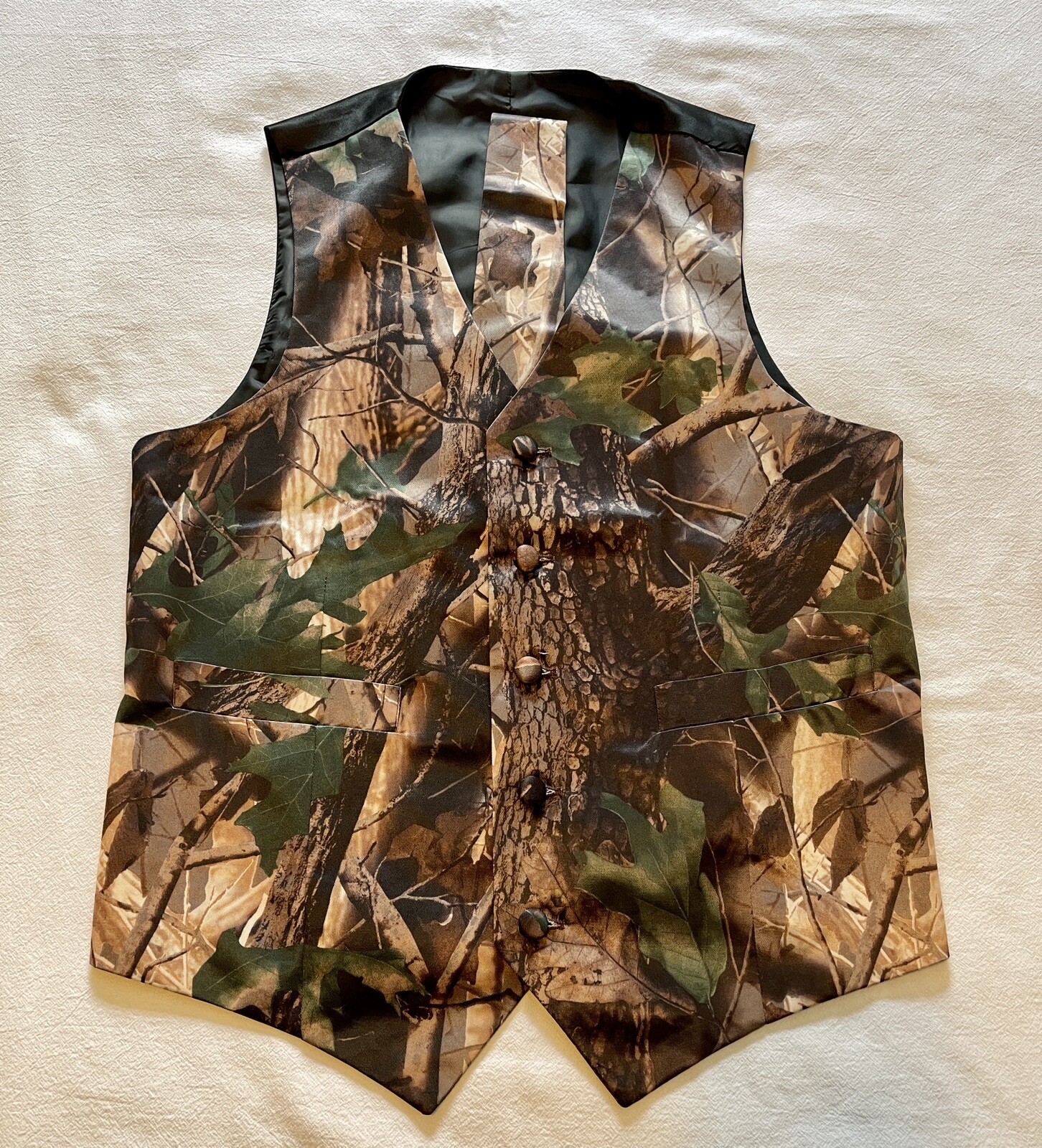 Tuxedo Camo Vest & Tie Formal Small 40” Chest Prom We… - Gem