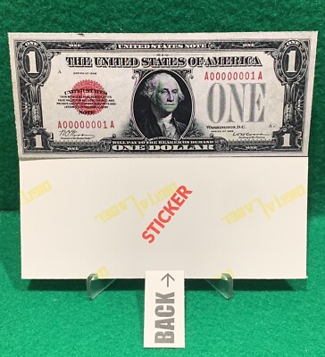1928 $1 One Dollar (STICKER!) Fancy Low Serial Number (A 00000001 A ...