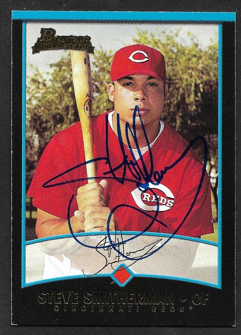 2001 BOWMAN #409 Steve Smitherman ROOKIE REDS SIGNED AUTOGRAPH AUTO COA ...