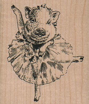Pig In Tutu 2 1/4 x 2 1/2" Rubber Stamp, Animal Stamp, Pig Stamp | eBay