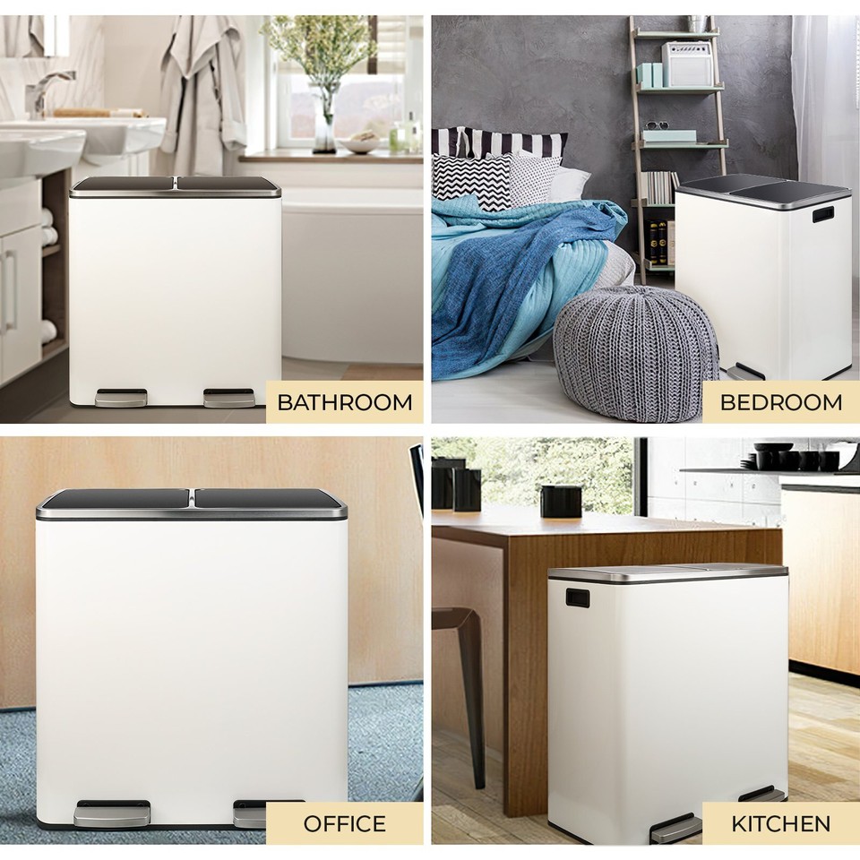 16 Gallon Kitchen Step On Trash Can Stainless Steel Recycle Garbage Bin ...