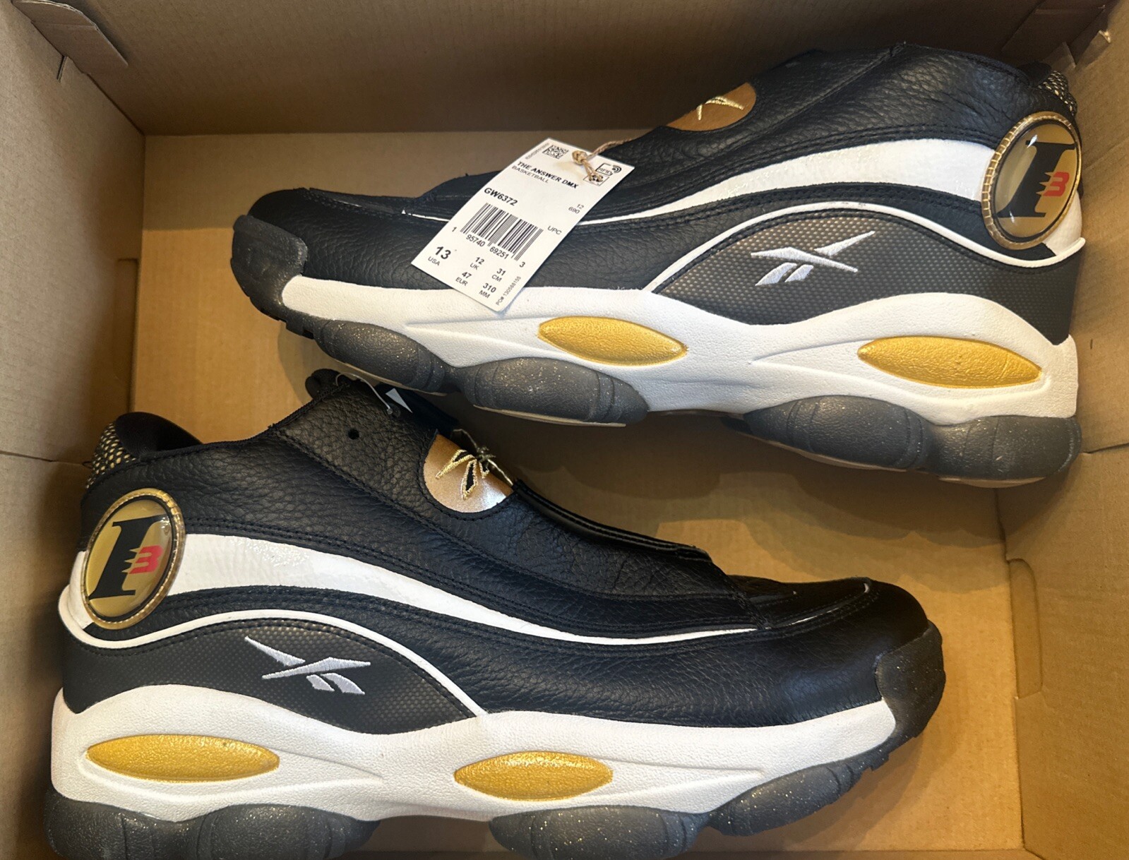 Reebok The Answer DMX Mens Black Leather Lace Up Lifestyle Sneakers ...