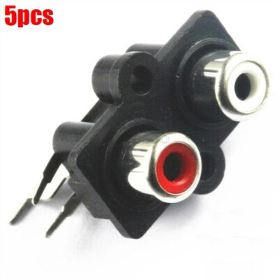 5Pcs Pcb Mount 2 Rca Female Stereo Aux Audio Video Jack Av Socket ...
